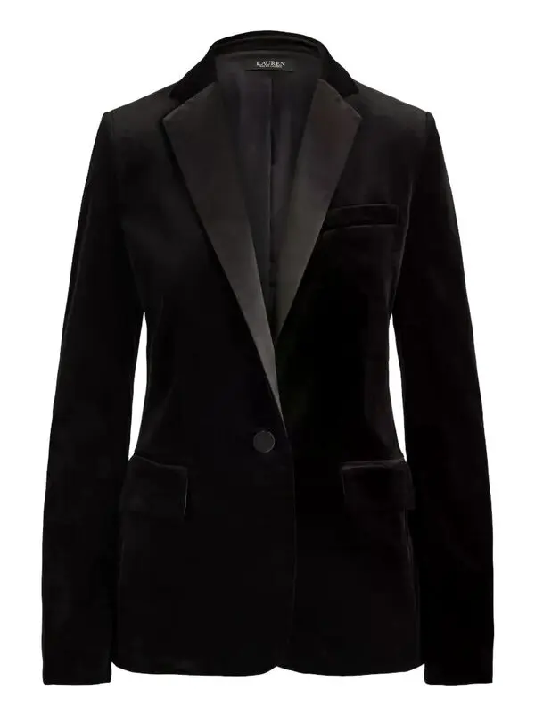Ralph Lauren Velvet Single-breasted Blazer - Black