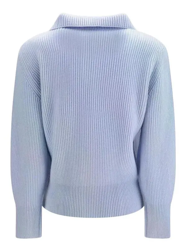 FORTE_FORTE Rib-knit Half-zip Jumper - Blue