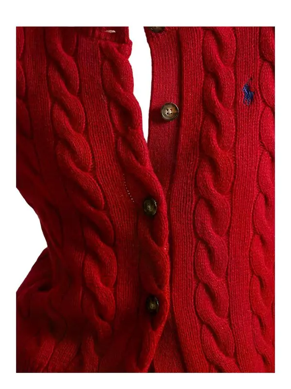 Polo Ralph Lauren Cable-knit Embroidered-logo Cardigan - Red