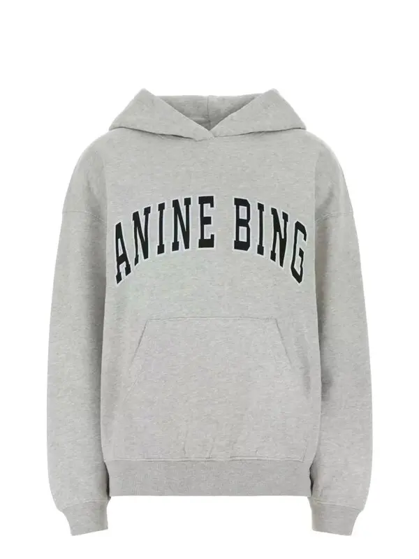 ANINE BING Harvey Logo-appliqué Hoodie - Grey