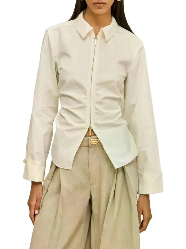 Cult Gaia Senne Ruched Shirt - Neutrals