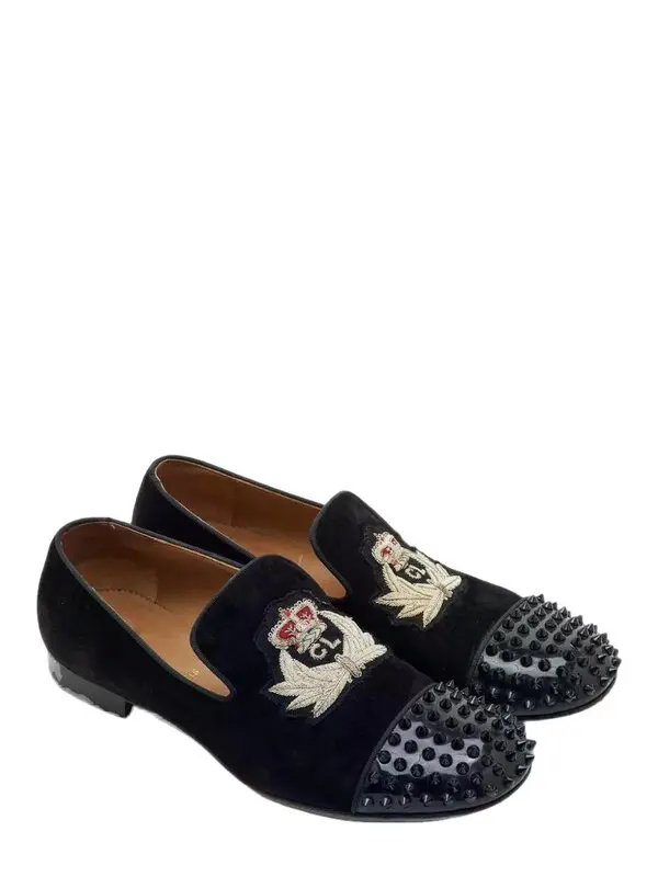 CHRISTIAN LOUBOUTIN Captain Loubi Spiked Slippers - Black