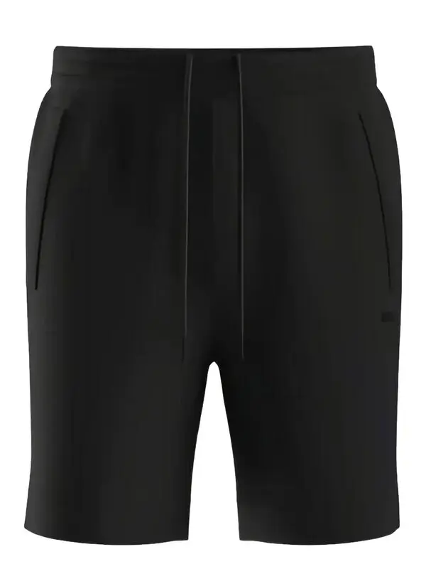 BOSS Logo-embroidered Shorts In Cotton-blend Piqué Jersey - Black