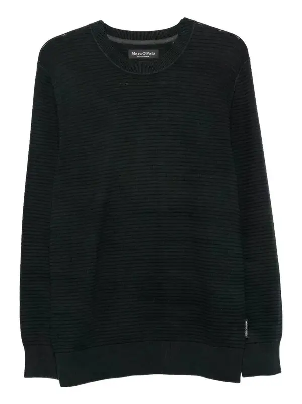 Marc O'polo Horizontal-ribbed Crew-neck Sweater - Blue
