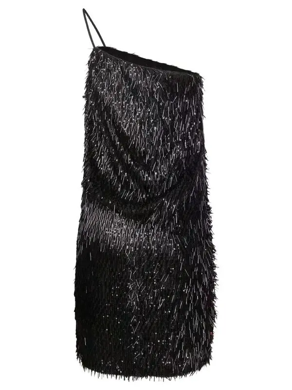 Amen Sequin-embellished One-shoulder Mini Dress - Black