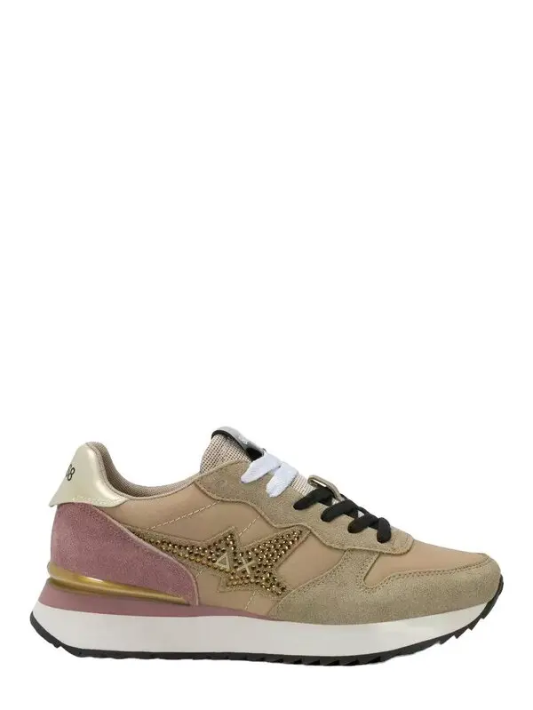 SUN 68 Stargirl Crystal-embellished Panelled Sneakers - Neutrals