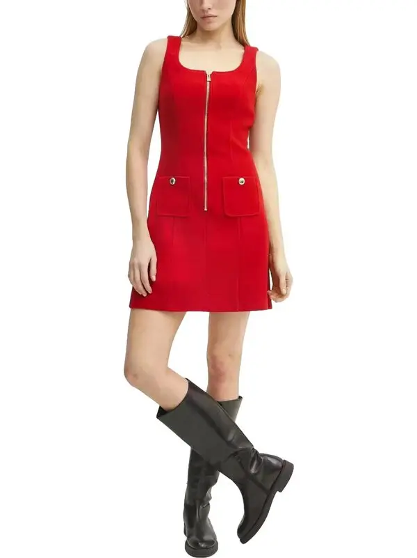 MORGAN Zip-up Patch-pocket Mini Dress - Red