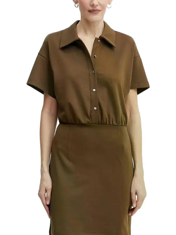 MORGAN Button-up Short-sleeve Mini Dress - Brown