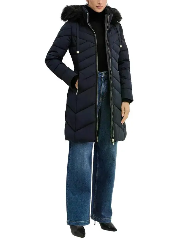 MORGAN Faux-fur Trim Quilted Jacket - Blue
