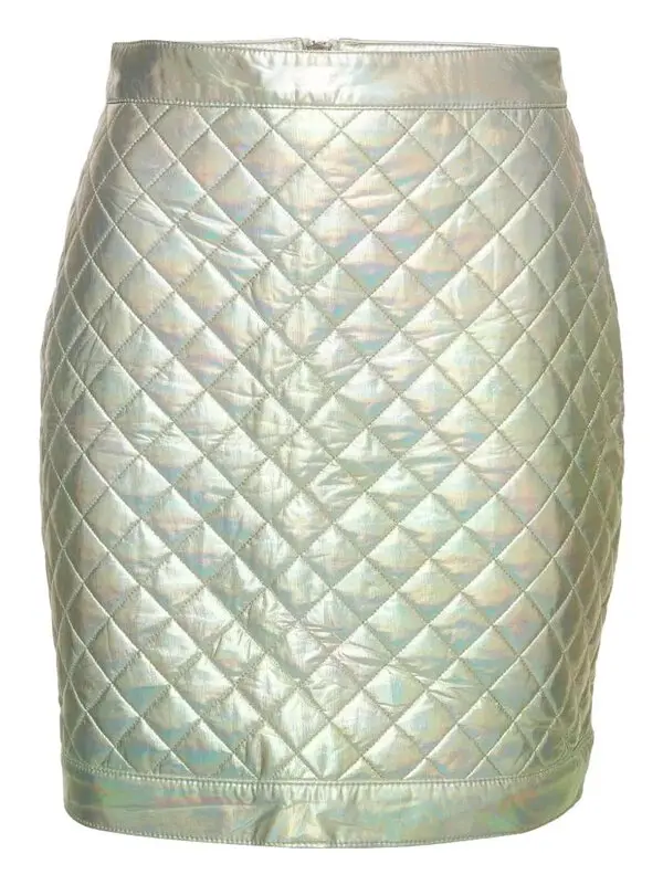 Balmain Iridescent Quilted Mini Skirt - Silver