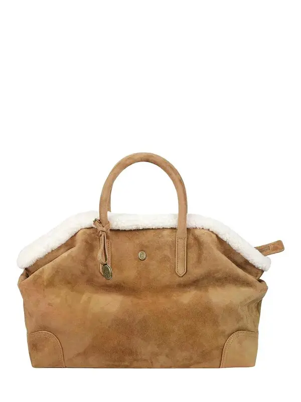 Ash Jacqueline Shearling-trim Tote Bag - Brown