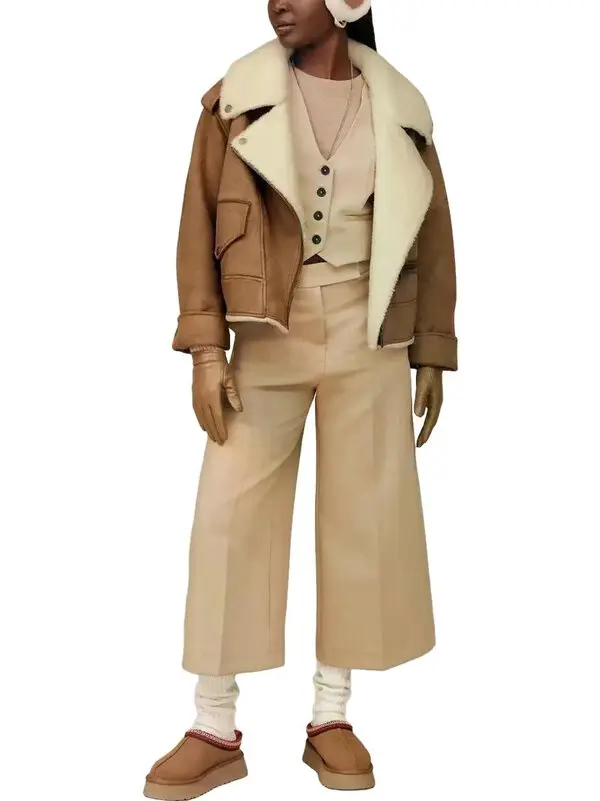 UGG Finnian Luxefluff Moto Jacket - Brown