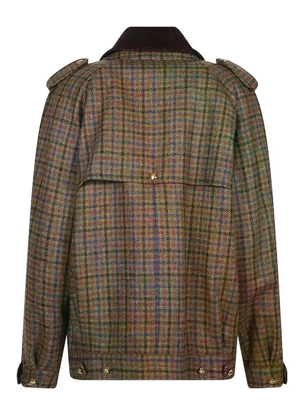 BLAZÉ MILANO Check-pattern Corduroy-collar Jacket - Brown