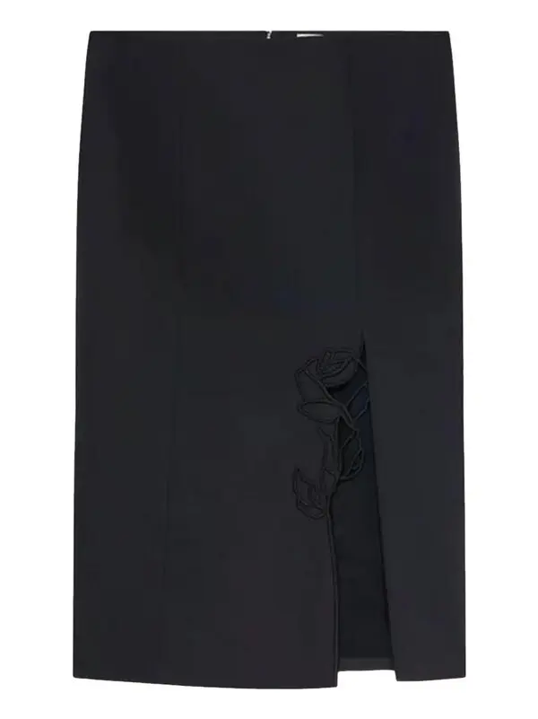 Blumarine Embroidered-slit Midi Skirt - Black