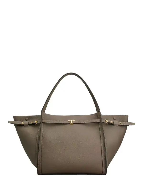 TOD'S Medium T Timeless Buckle-detail Tote Bag - Brown