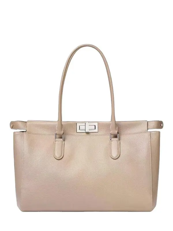 Fendi Small Peekaboo Grained Leather Tote Bag - Neutrals