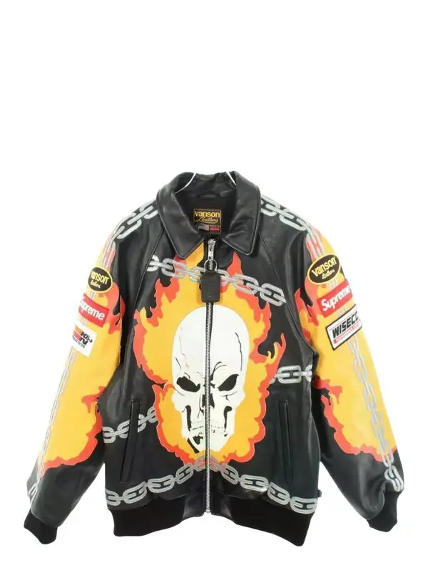 Supreme 2020s X Vanson Ghost Rider Leather Jacket - Black