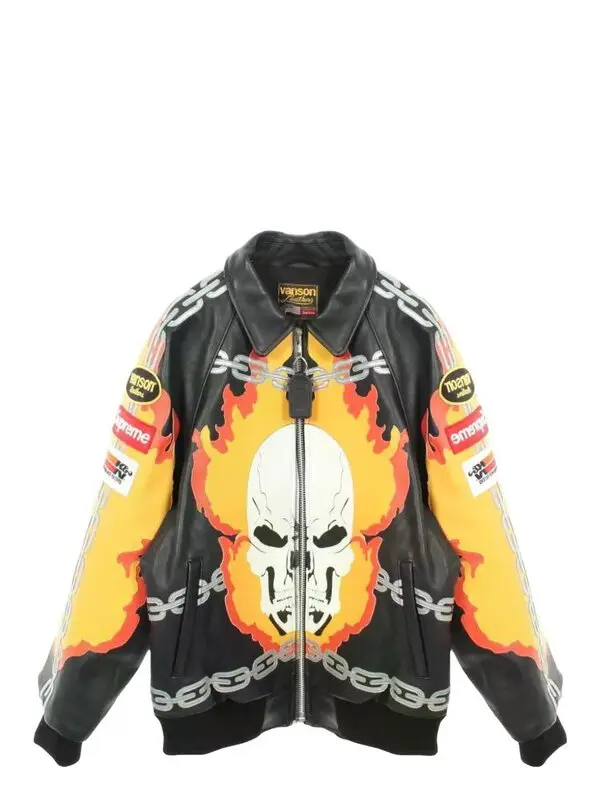 Supreme 2020s X Vanson Ghost Rider Leather Jacket - Black