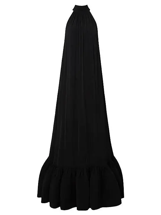 MALINA Lykke Ruffled-hem Woven Maxi Dress - Black