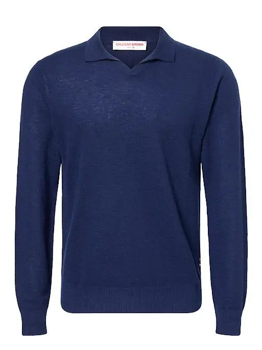 Orlebar Brown Bresson Knitted Cashmere Polo - Night Iris