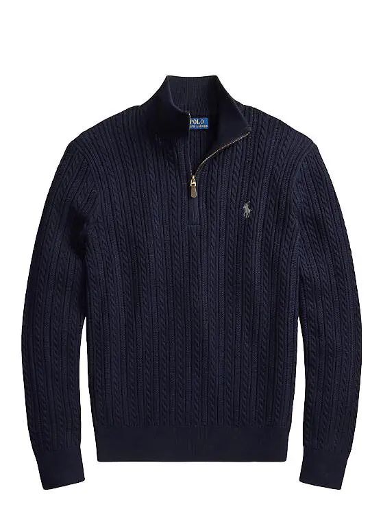 Polo Ralph Lauren Half-zip Cable-knit Cotton Jumper - Hunter Navy