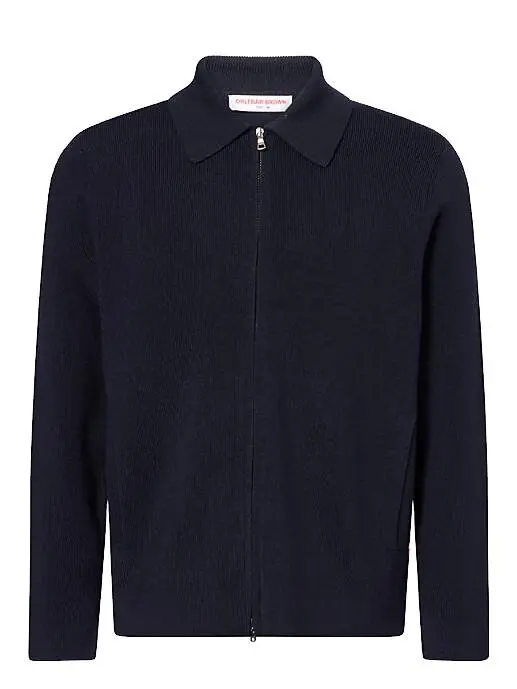 Orlebar Brown Shelby Merino-wool Cardigan - Night Iris
