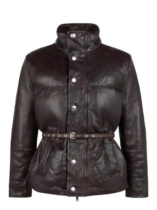 TOD'S Padded Bomber Jacket In Vintage Look Leather - Brown
