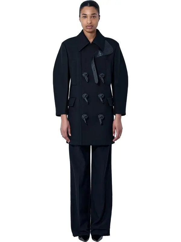 Bottega Veneta Double-breasted Coat With Knot Details - Black