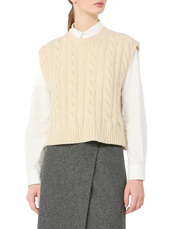 Max Mara Cable Knit Wool Sweater Vest - Ice