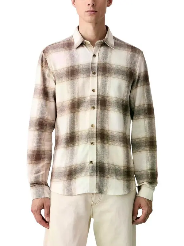 Lindbergh Check-pattern Long-sleeve Shirt - Neutrals