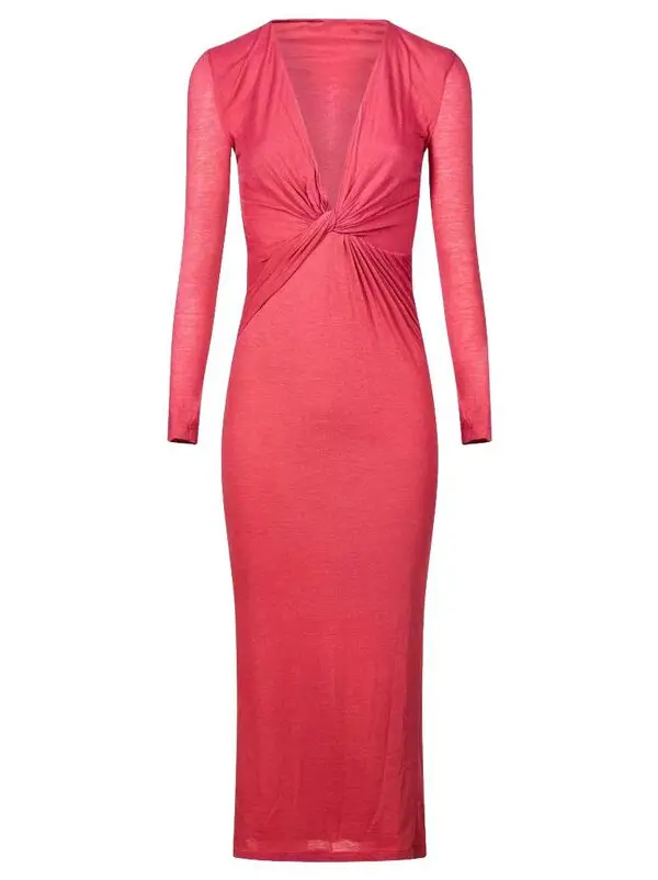 Amen Longuette Knot-detail V-neck Maxi Dress - Red