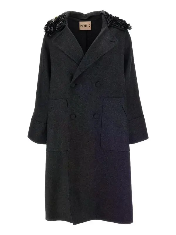 Plan C Double-breasted Coat - Black