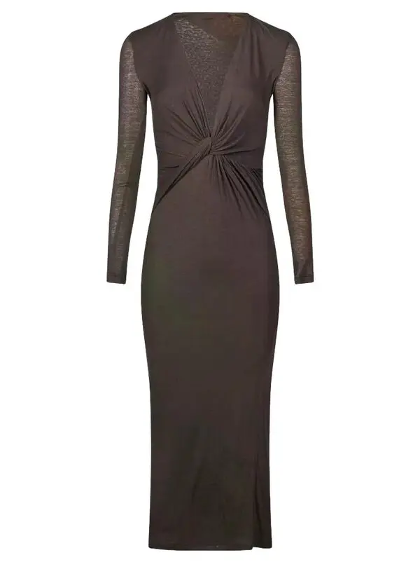 Amen Longuette Twist-detail V-neck Maxi Dress - Brown