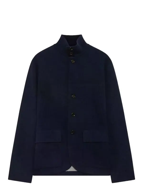 LARDINI Knitted Button-up Single-breasted Coat - Blue