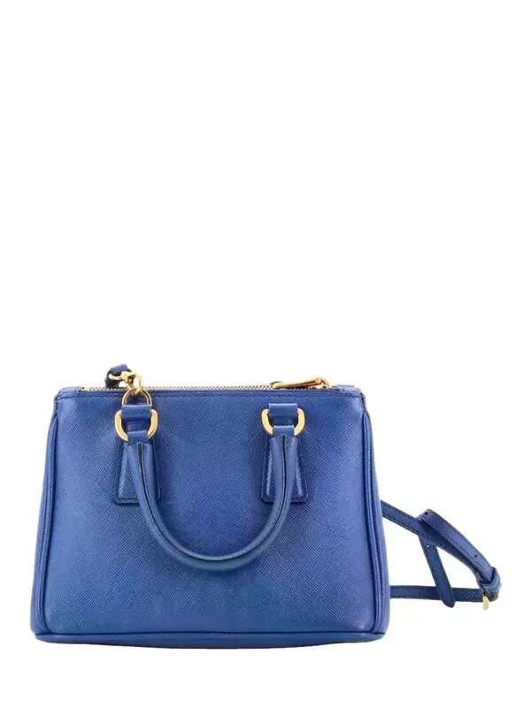 Prada Galleria Double Zip Tote Saffiano Leather Mini Crossbody Bag - Blue