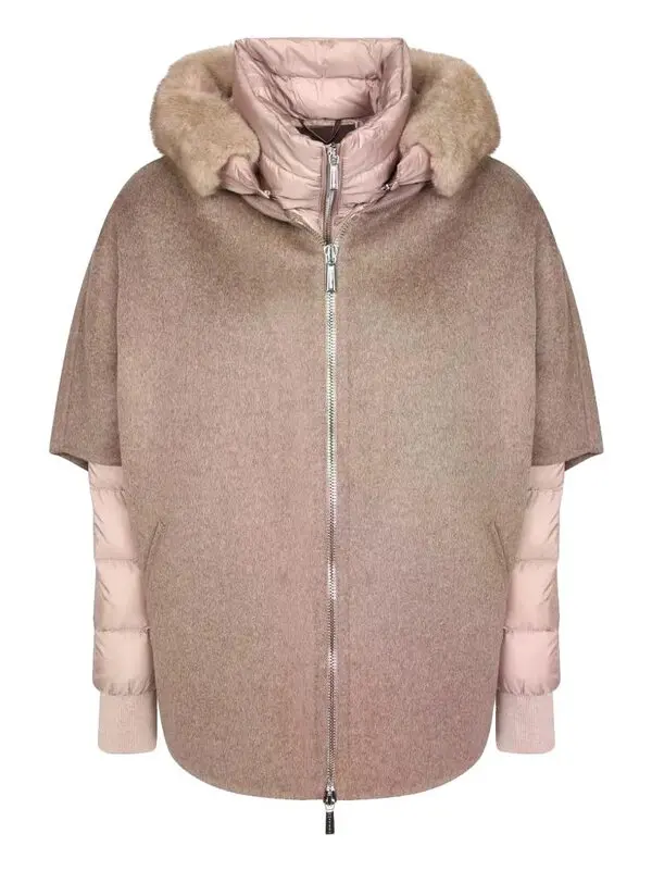 MOORER Pegaso Fur-trim Hooded Jacket - Brown