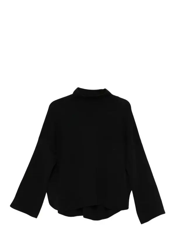 ALLUDE High-neck Wide-sleeve Sweater - Black
