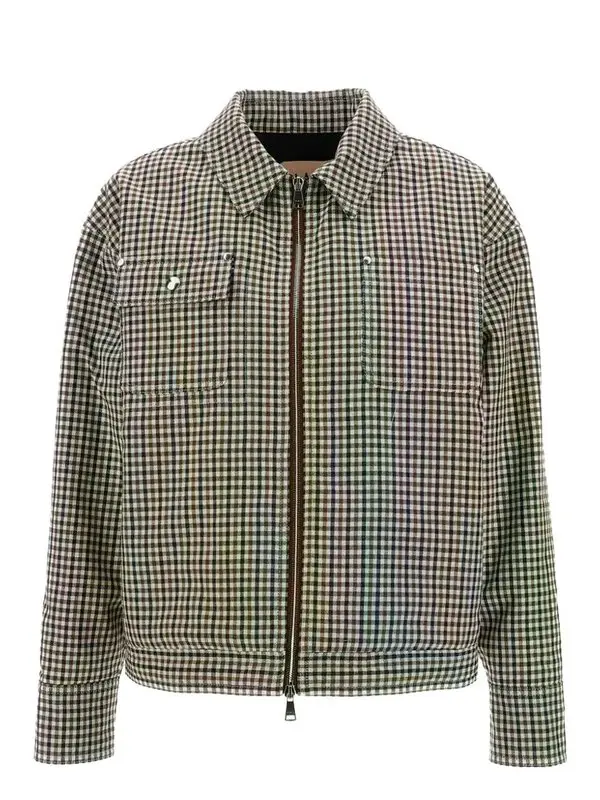 Plan C Check-pattern Zip-up Jacket - Brown