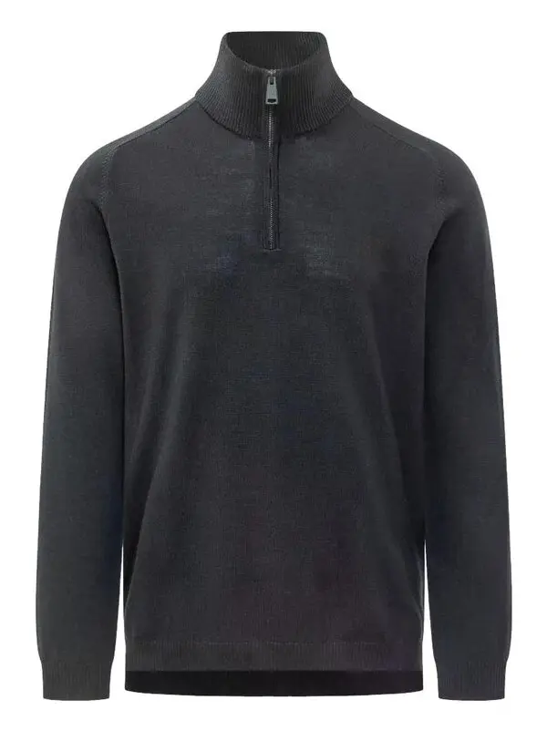 Premiata Quarter-zip Wool Sweater - Black