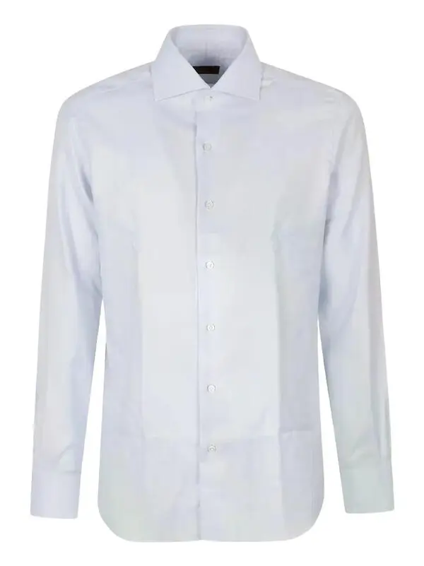 BARBA NAPOLI Spread-collar Cotton Shirt - Blue