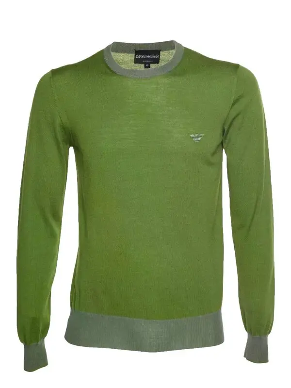 Emporio Armani Logo-embroidered Elbow-patch Sweater - Green
