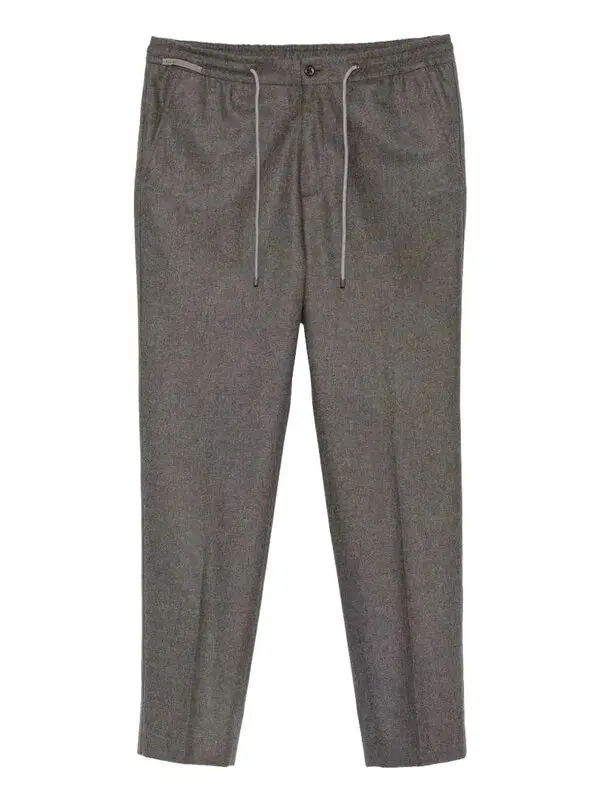Corneliani Drawstring Virgin Wool Trousers - Brown