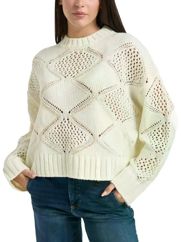 Liu Jo Crystal-embellished Open-knit Sweater - Neutrals