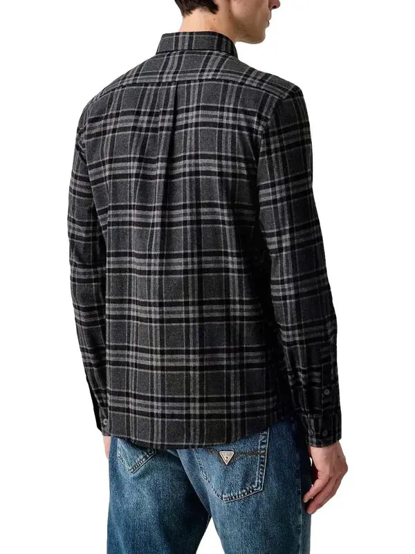 Lindbergh Check-print Long-sleeve T-shirt - Grey