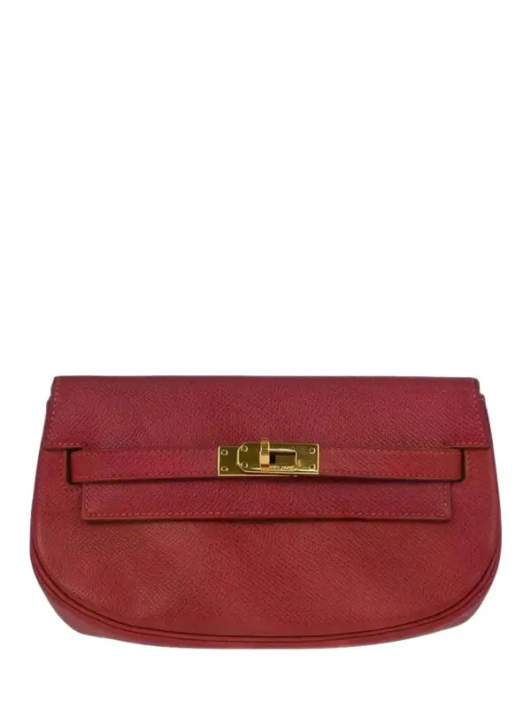Hermès 1994 Banana Kelly Clutch Bag - Red