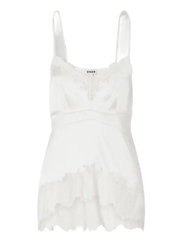 Staud Lina Lace-trimmed Ank - White
