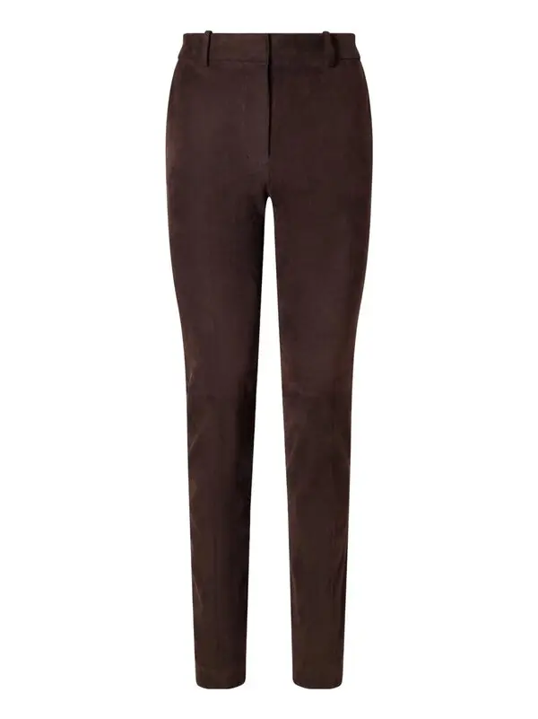 JOSEPH Slim-fit Straight Suede Trousers - Black