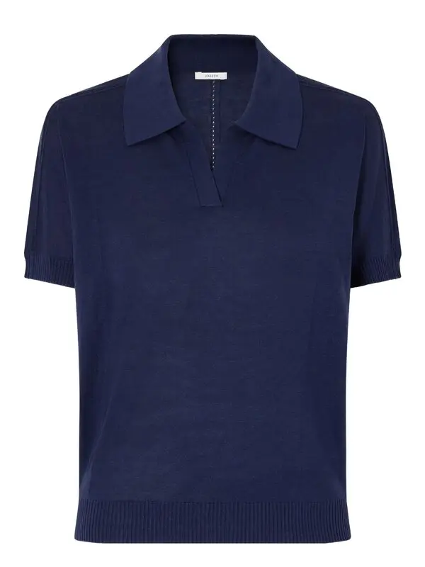 JOSEPH Minimalist Knit Polo Shirt - Blue