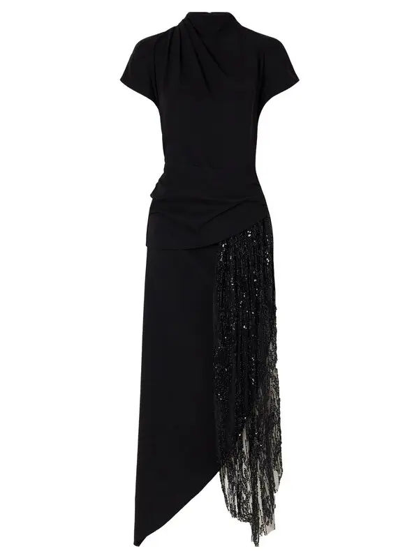 Staud Bead-embellished Crepe Midi Dress - Black
