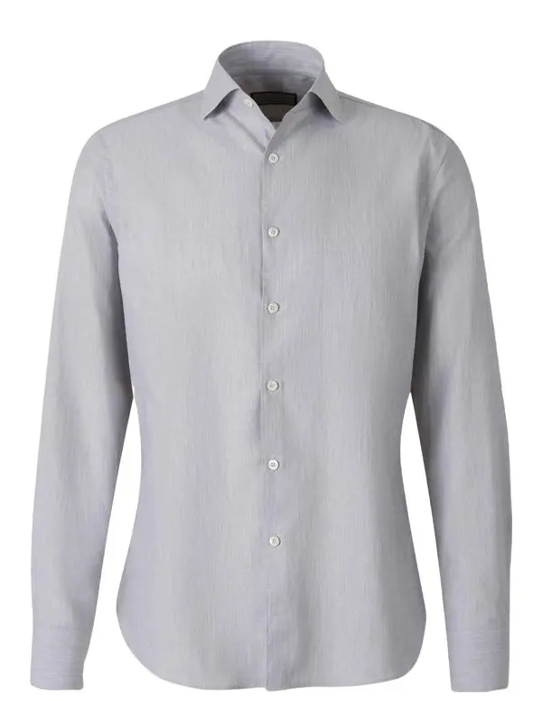 Canali Long Sleeved Plain Shirt - Light Gray